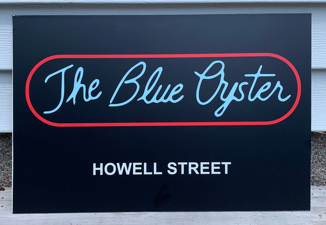 Blue Oyster Sign from Police Academy – Splott Graphics